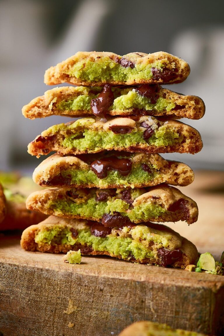 [Pro/chef] Pistachio Cream-Stuffed Brown Butter Chocolate Chip Cookies ...