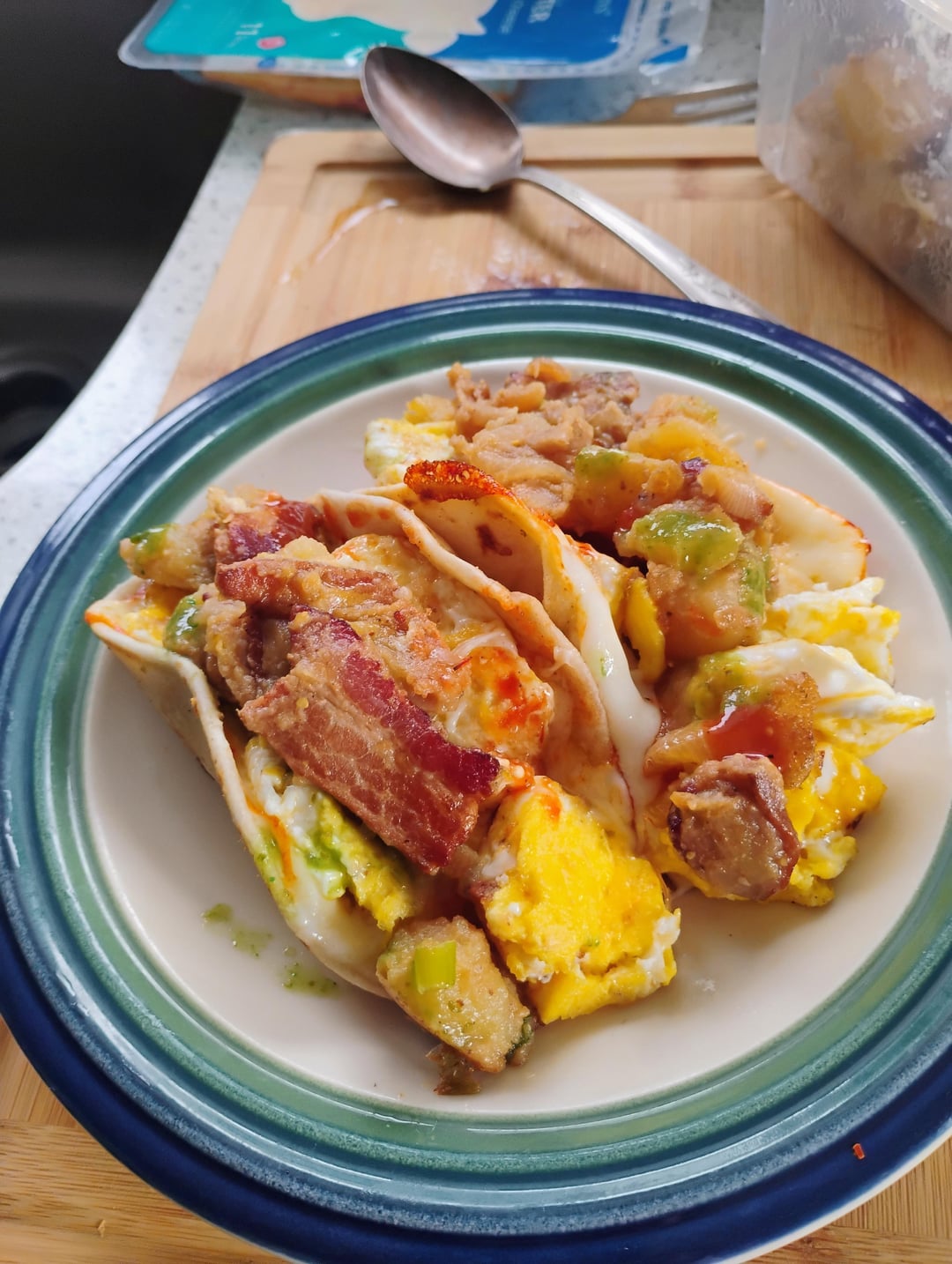 Breakfast taco - egg, cheese & leftover German potato salad - Dining ...
