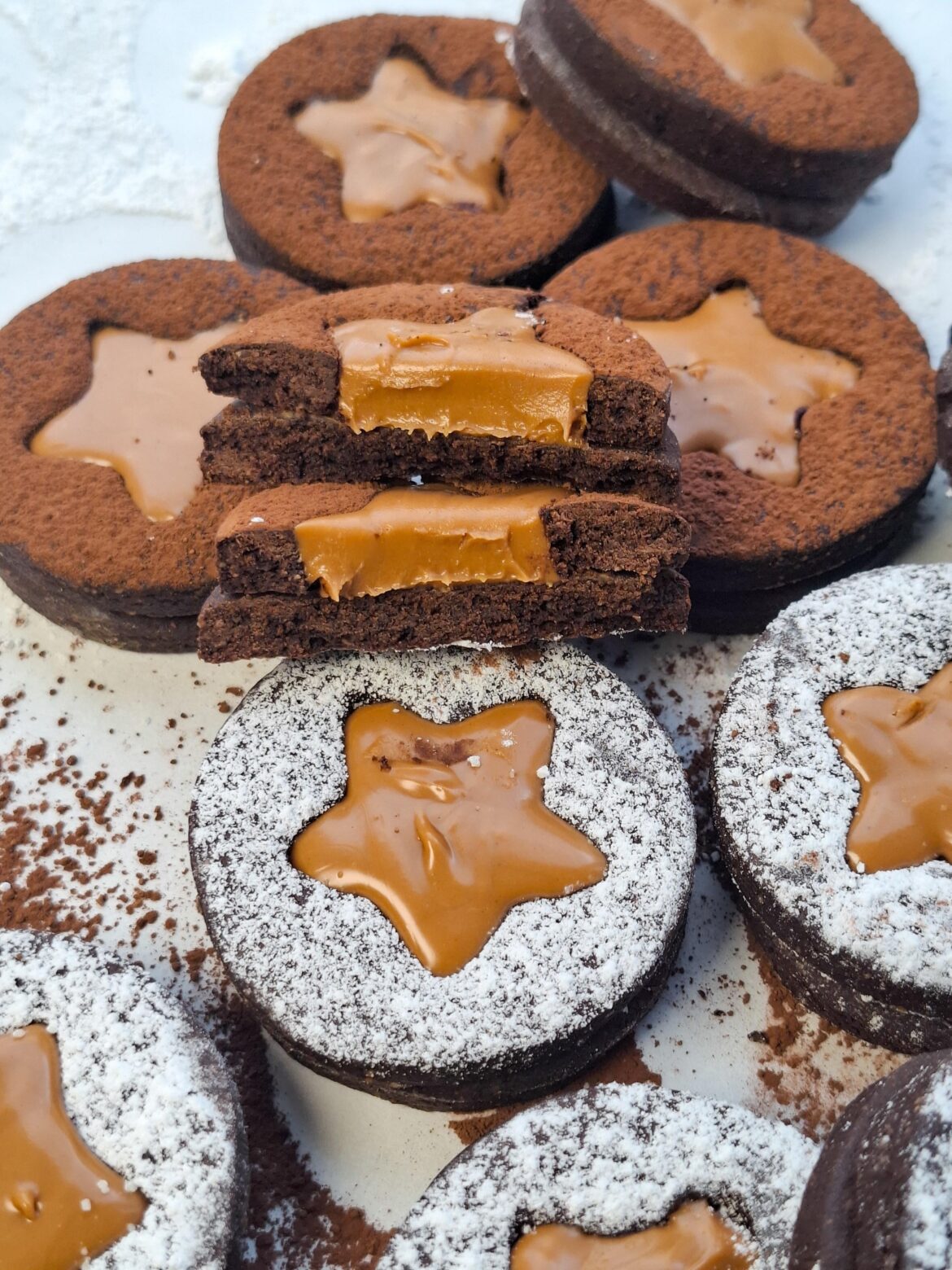 Chocolate Linzer Cookies with Biscoff Filling - Dining and Cooking