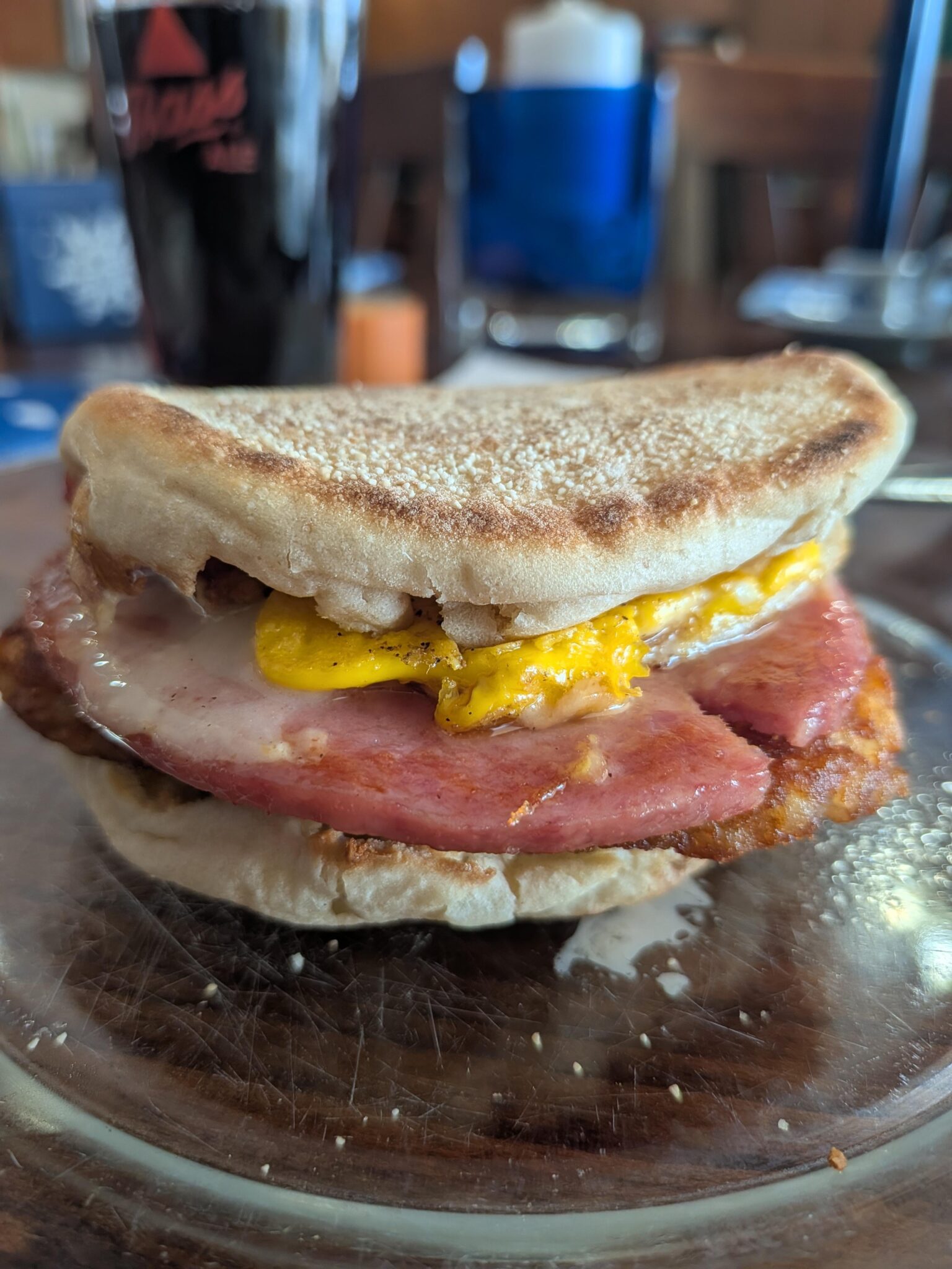 Breakfast for lunch - Pork Roll, egg, cooper & a hash brown on an ...