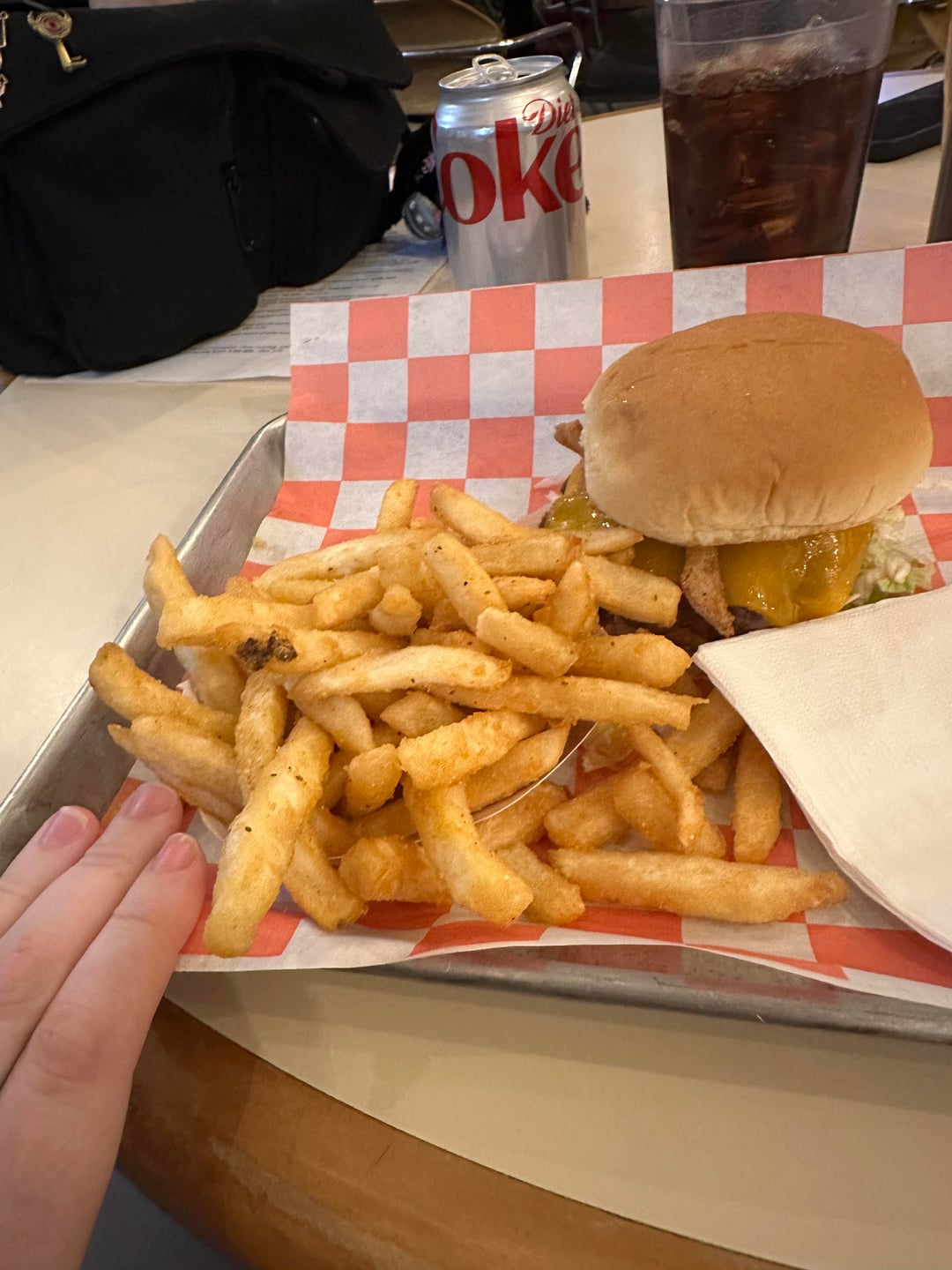 Date night calories? Fries, small smash burger, and a kiddie scoop of ...