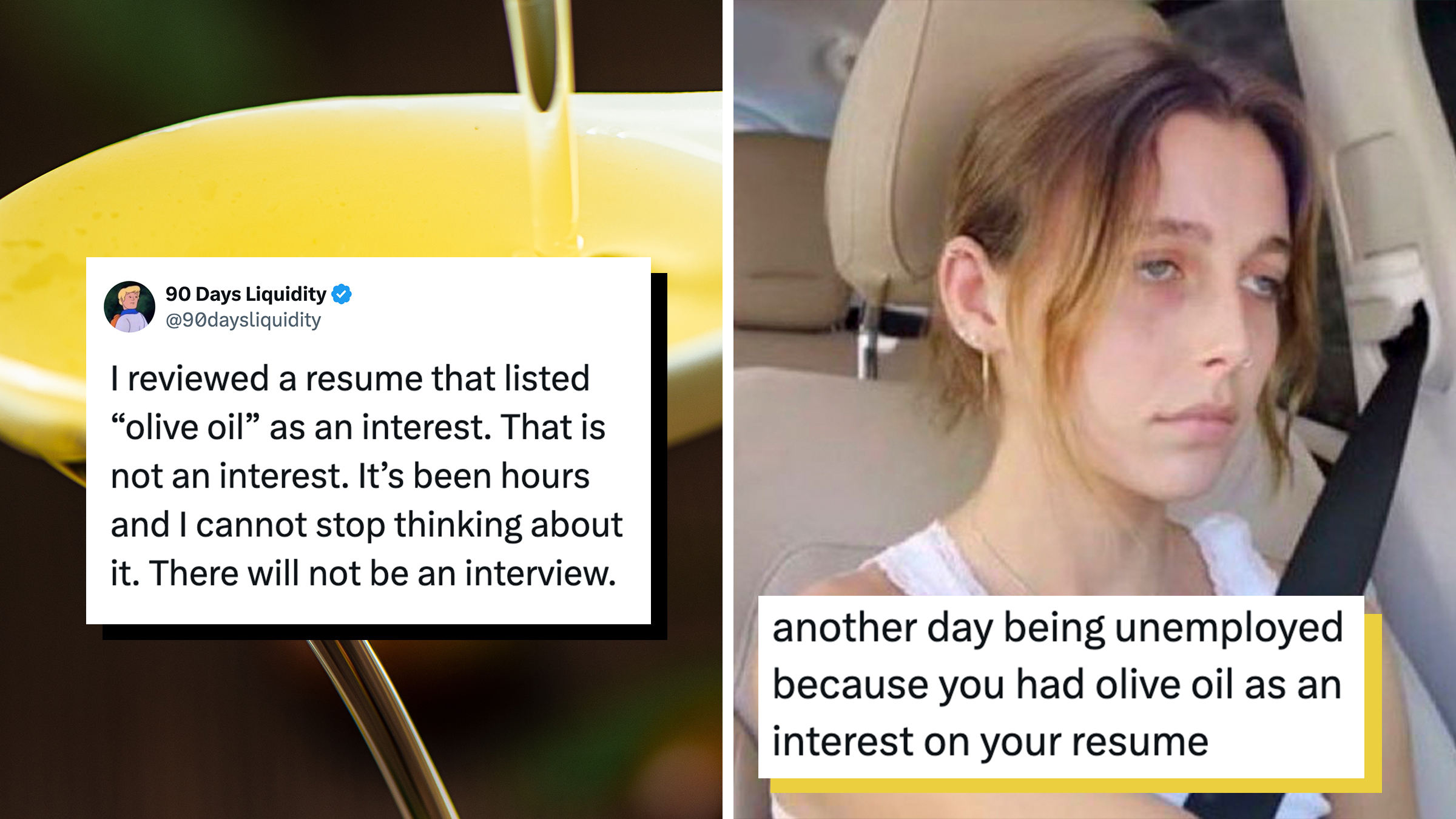Hiring manager trashes resume over olive oil. Now it's a massive meme ...