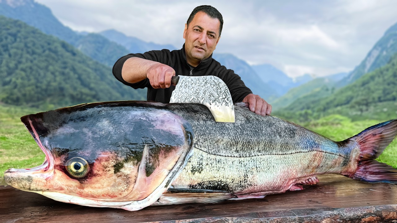 I Caught a MONSTER Fish and Cooked It Outdoors! Best Fish Recipes ...