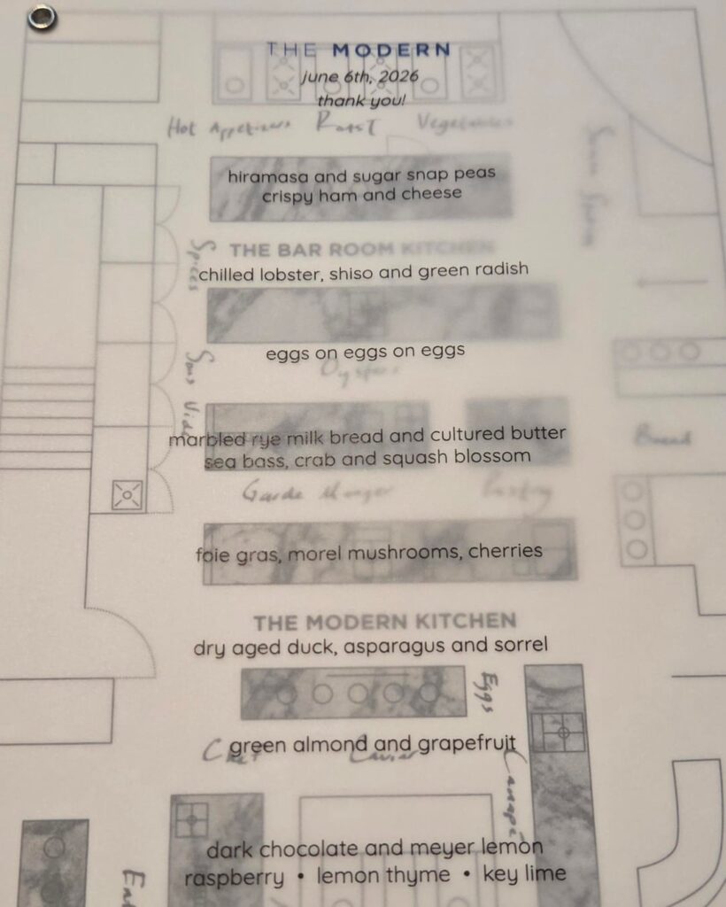 The Modern (2 Michelin Stars) - June 2026 Dinner Menu - Dining and Cooking